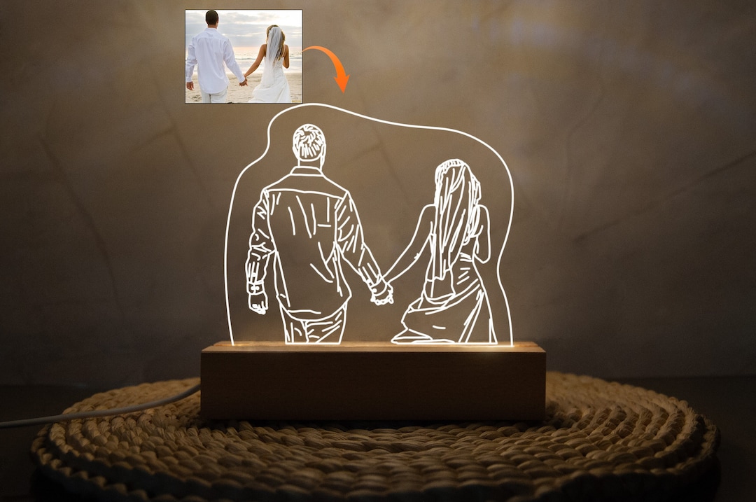 Personalized 3D Photo Lamp, Photo Engraving, Lamp Night Light, Wedding ...