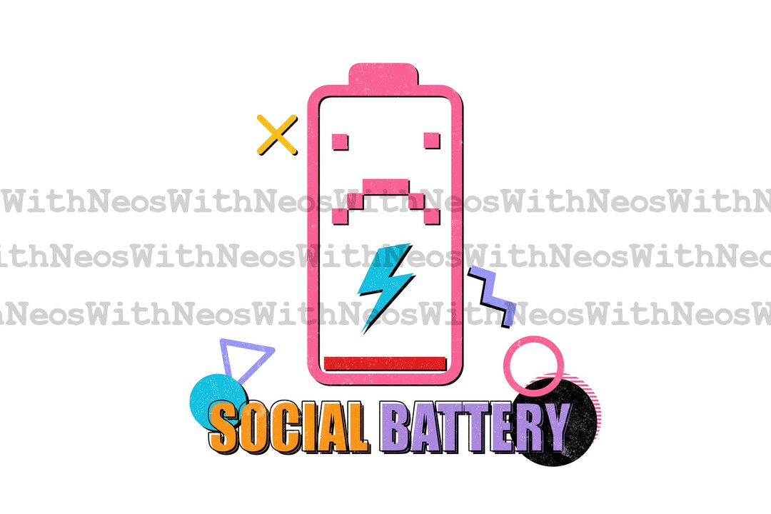 Social Battery PNG, Retro 90s 80's Png, Funny Introvert Png, Retro Png ...