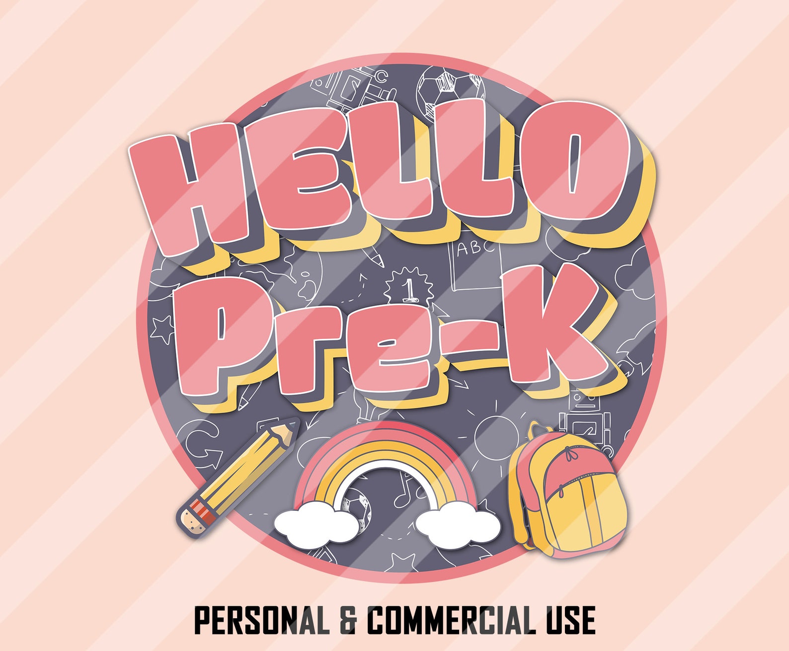 Hello Pre-k PNG School Sublimation Designs Back to School - Etsy