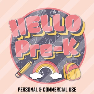 Hello Pre-k PNG School Sublimation Designs Back to School - Etsy