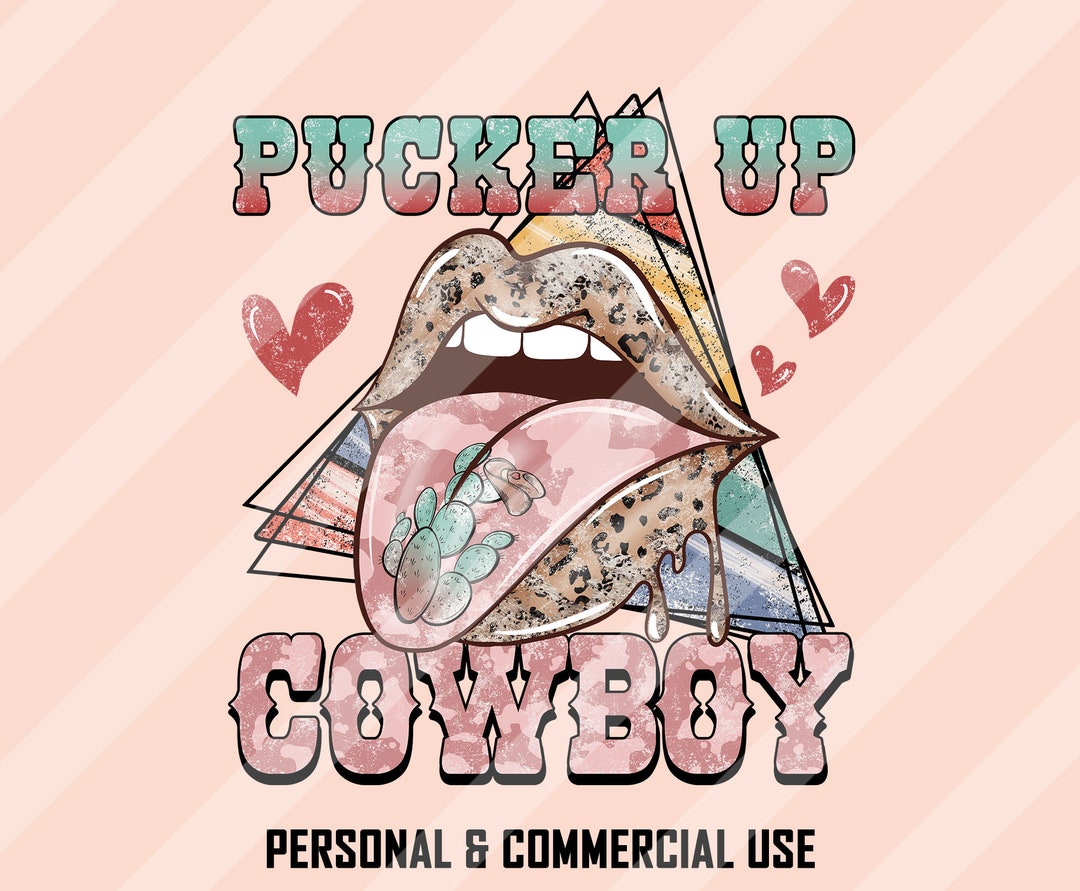 Pucker up Cowboy PNG Western Valentines Png Retro Valentine - Etsy