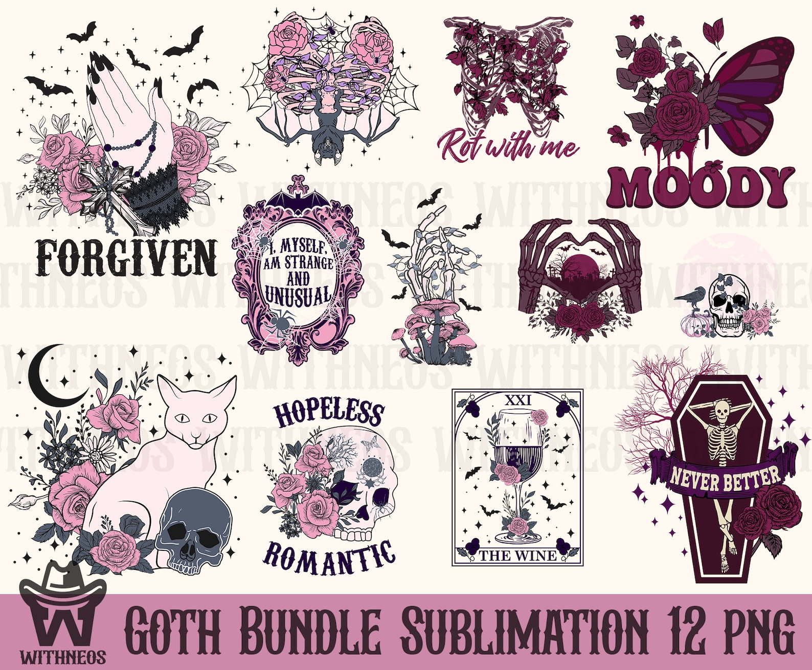 Goth Bundle Sublimation Bundle, Retro Bundle, Gothic, Gothic ...