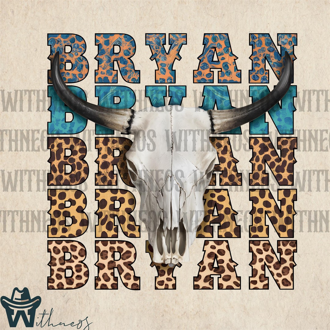 Bryan Leopard Print Design Png Sublimation Donwload, Bull Skull Design ...