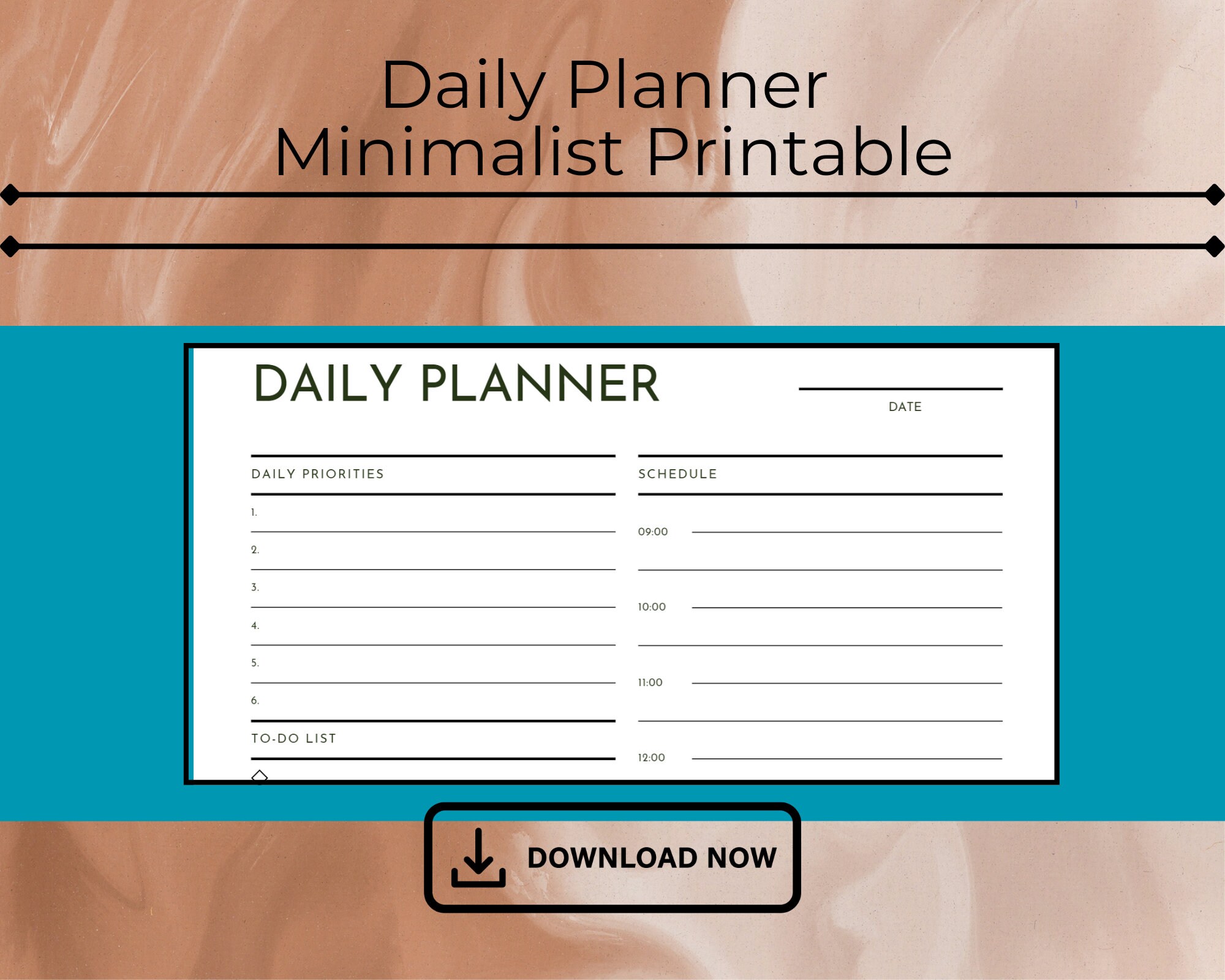 Minimalistic Daily Planner Printable Instant Download US Letter Instant ...