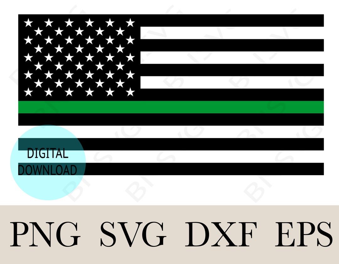 Green Line US Police Flag Svg, United States of America Flag, Military ...