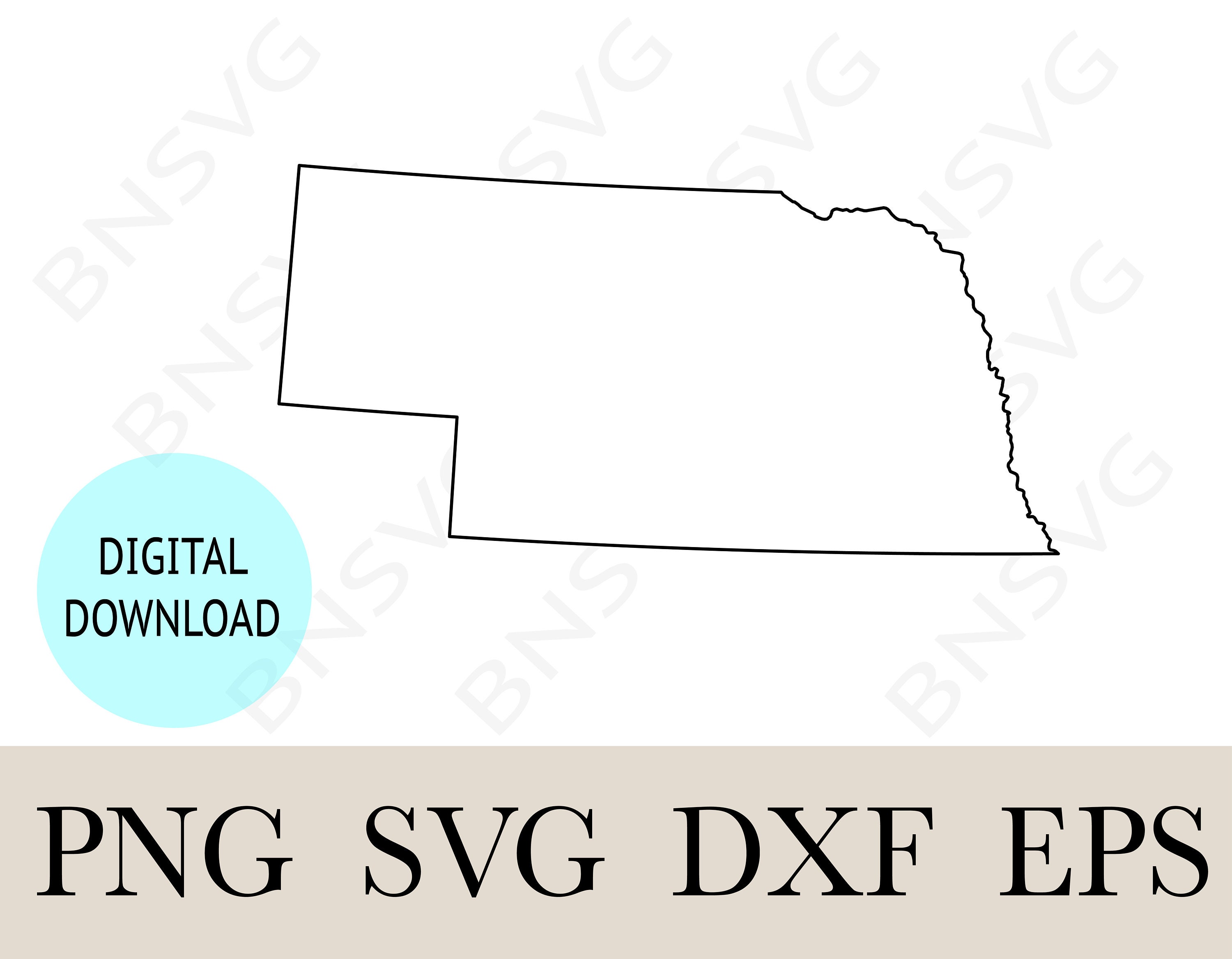 Nebraska Outline State SVG, Nebraska Borderline PNG, EPS, Cut Files ...