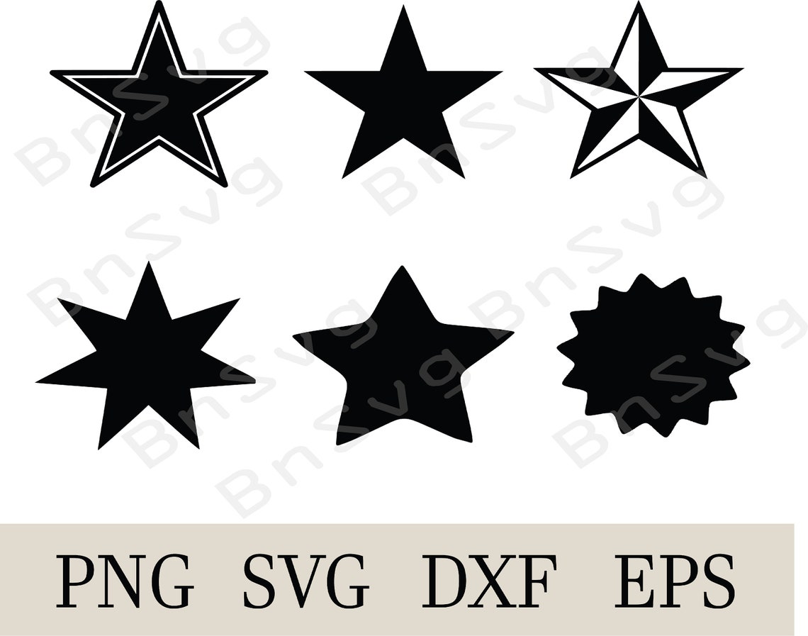 Sterne SVG, Sterne PNG, Verschiedene Sterne EPS, Cut Files, layered ...