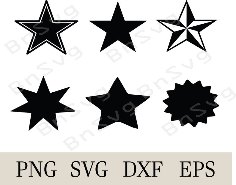 Stars SVG, Stars PNG, Different Stars EPS, Cut Files, Layered, Cricut ...