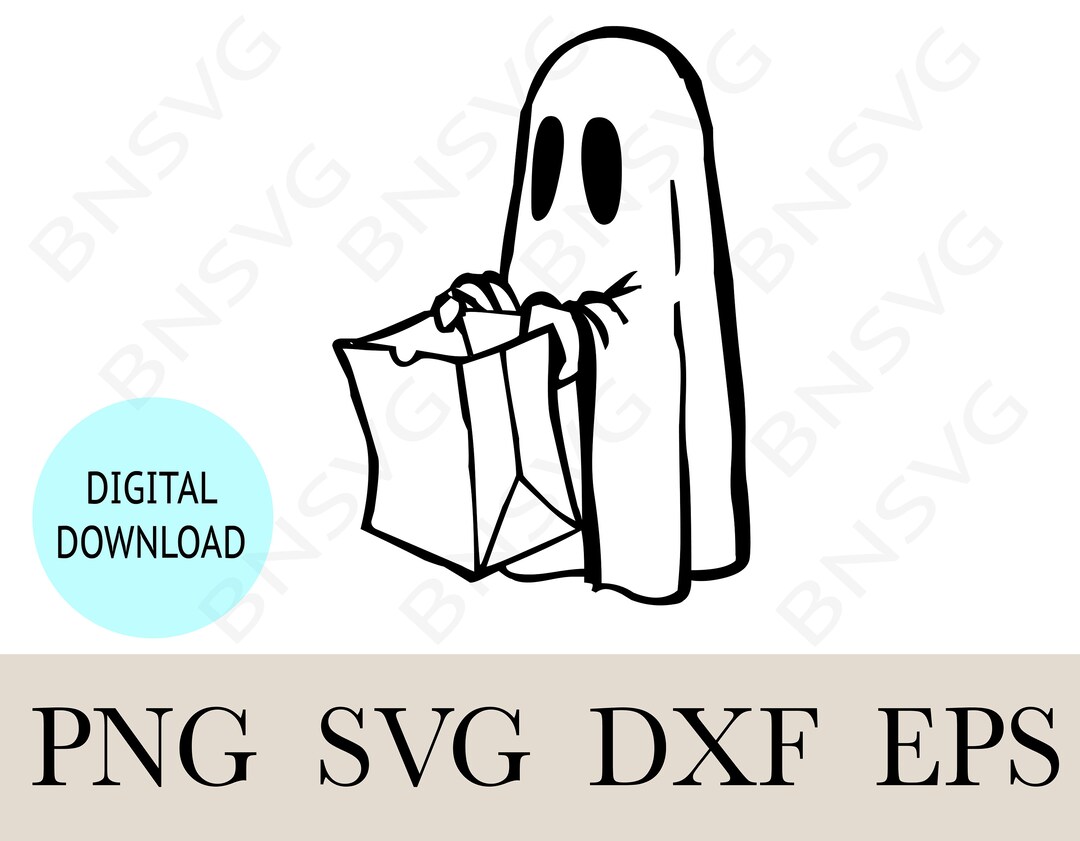 Ghost With Bag SVG, Halloween Ghost With Bag Image PNG, EPS, Cut Files ...
