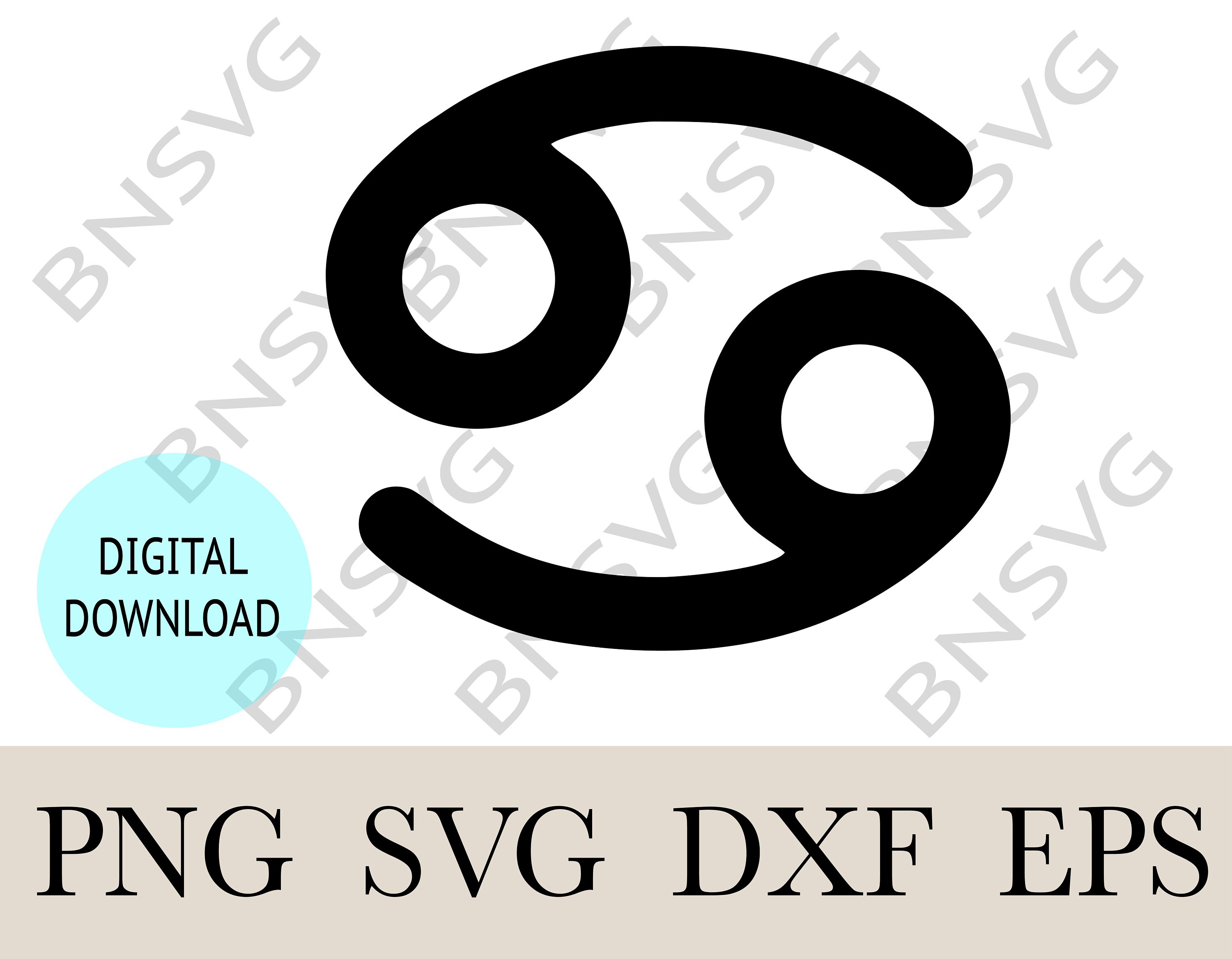 Cancer Symbol Zodiac SVG, Cancer Symbol PNG, Zodiac Symbol Digital, Cut ...