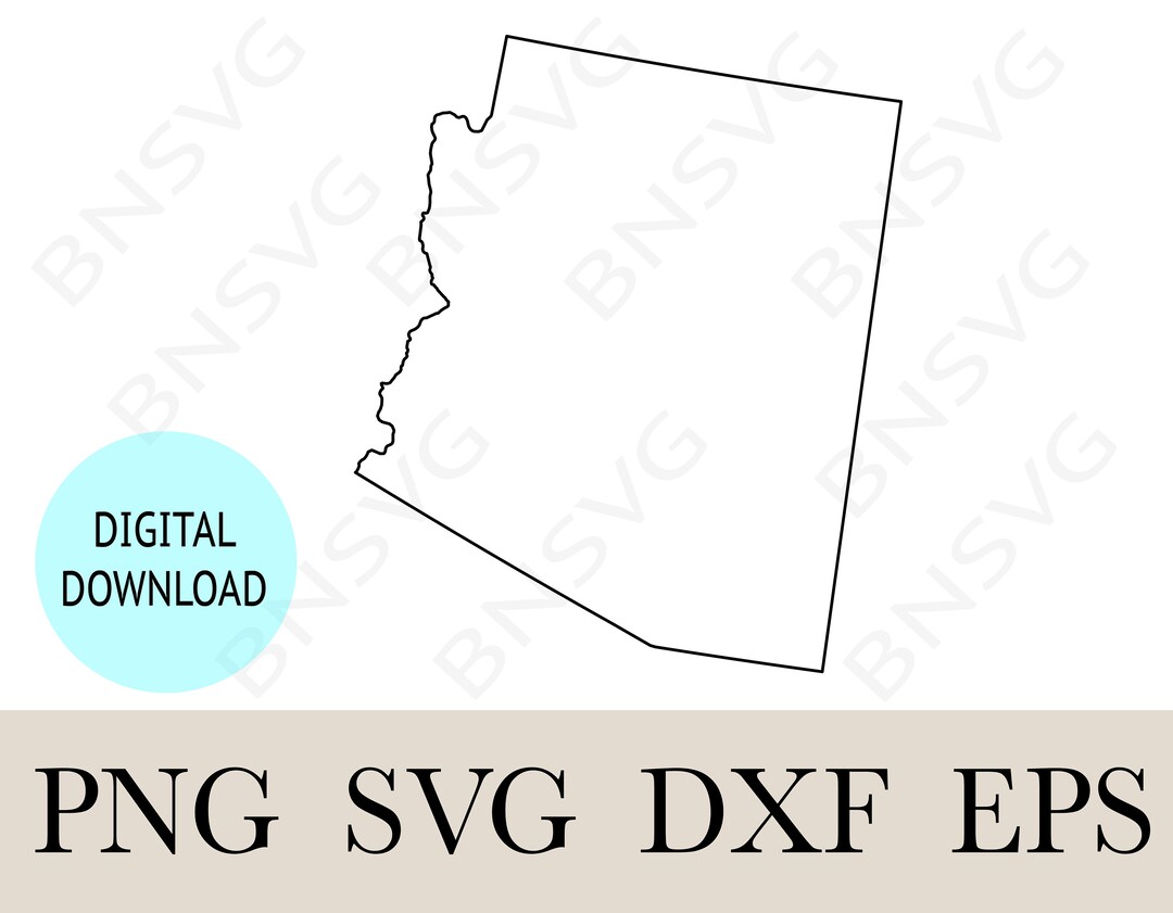 Arizona Outline State SVG, Arizona Borderline PNG, EPS, Cut Files ...
