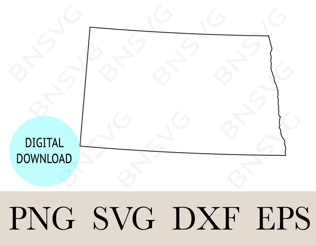 North Dakota Outline State SVG, North Dakota Borderline PNG, EPS, Cut ...