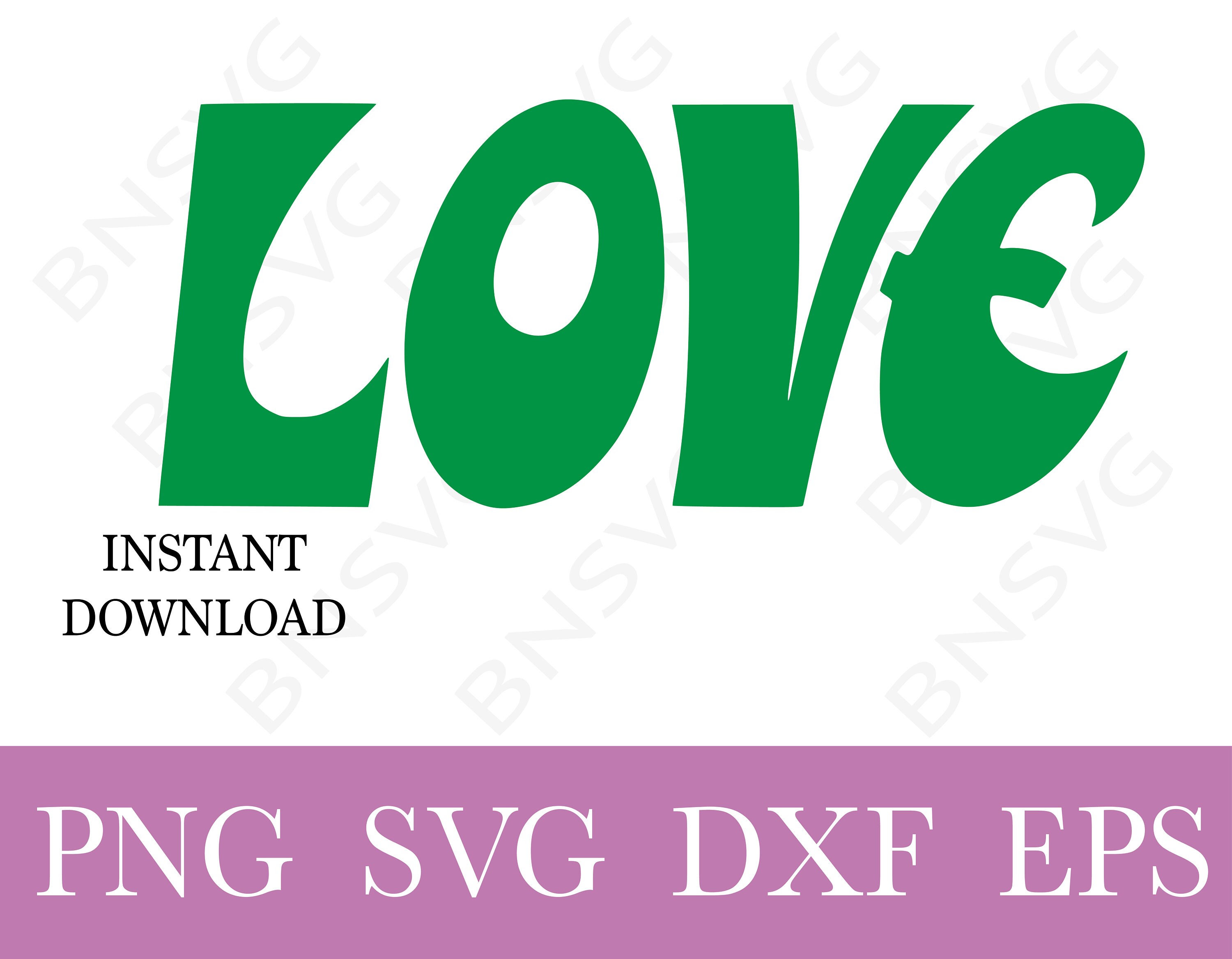 Retro Script Love SVG, Love Script Word PNG, EPS, Cut Files, Layered ...
