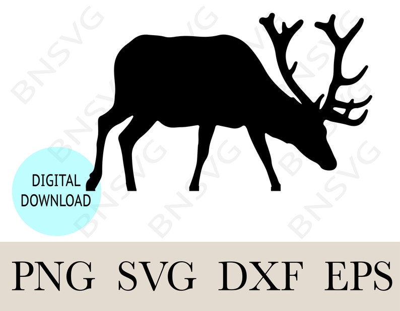 Silhouette of an Elk, Elk Image Black Vector, Elk Digital Eps, Cut ...