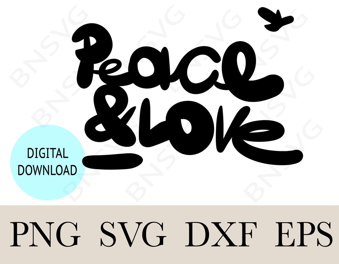 Script Peace and Love SVG, Peace and Love PNG, EPS, Cut Files, Layered ...