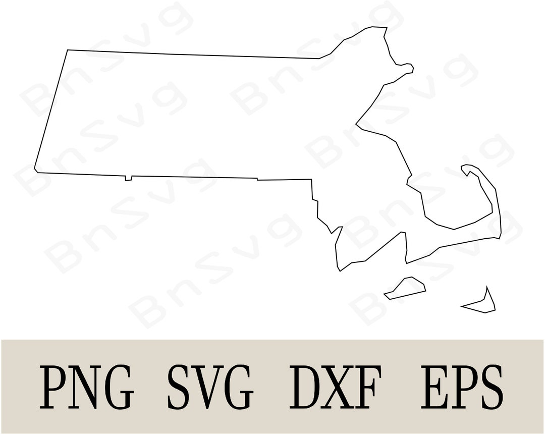 Massachusetts State Outline Vector, Massachusetts USA State Outline Eps ...
