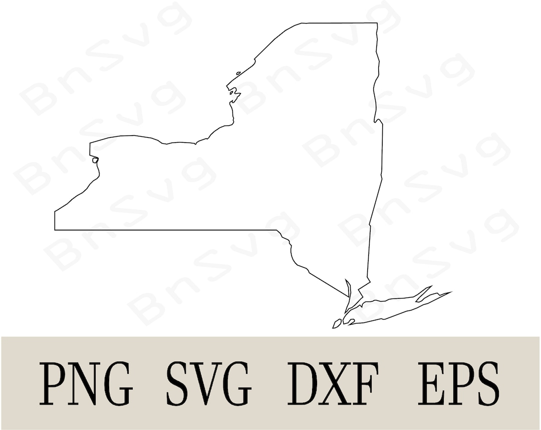 New York State Outline Vector, USA New York Outline SVG, EPS, Cut Files ...
