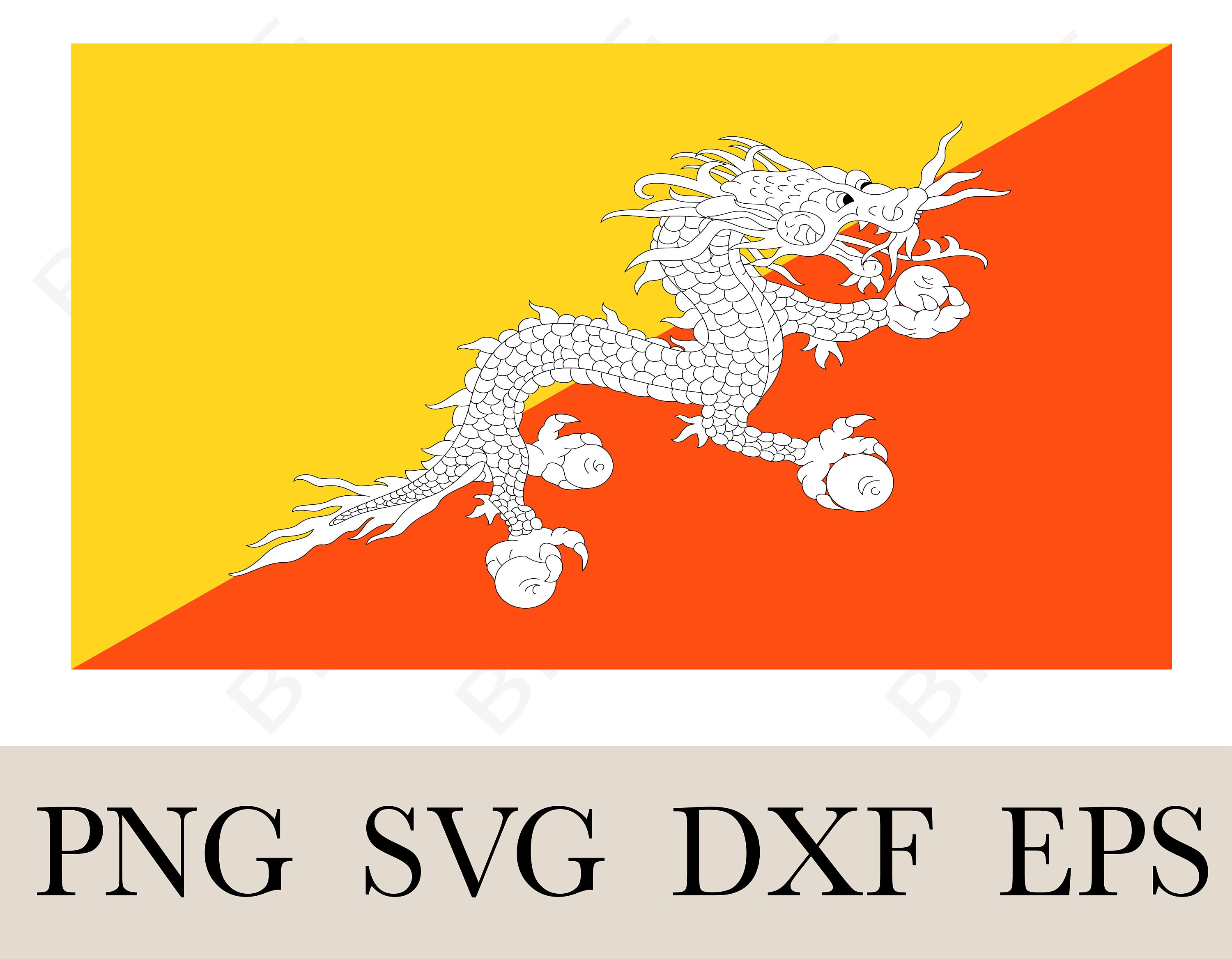 Bhutan Flag SVG, Bhutan Country National Banner Flag ,cutting File EPS ...