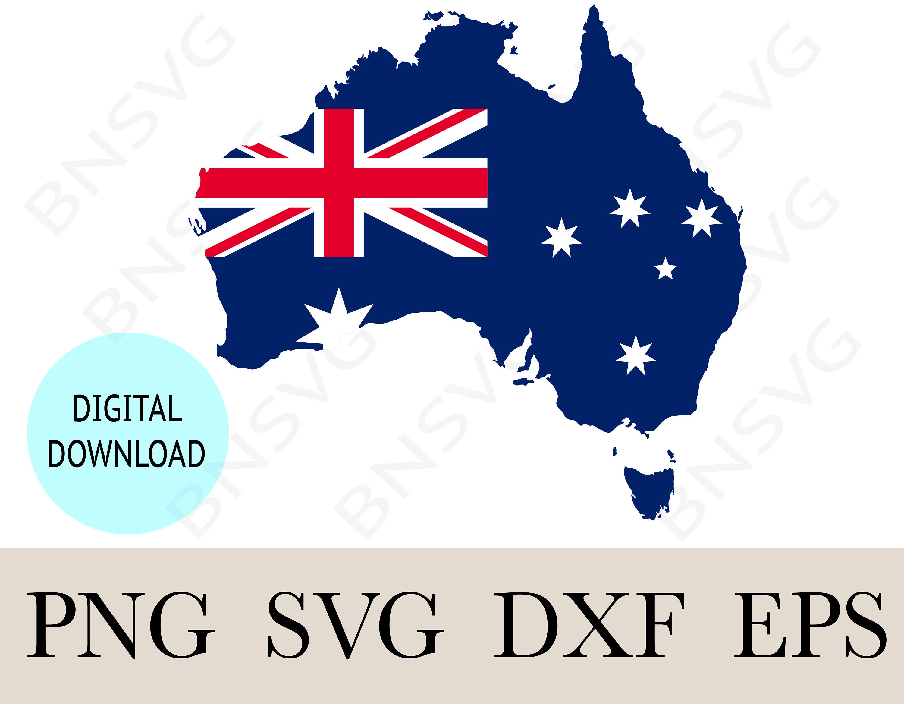 Australia Flag Map Instant Download SVG, Australia Layered File EPS ...
