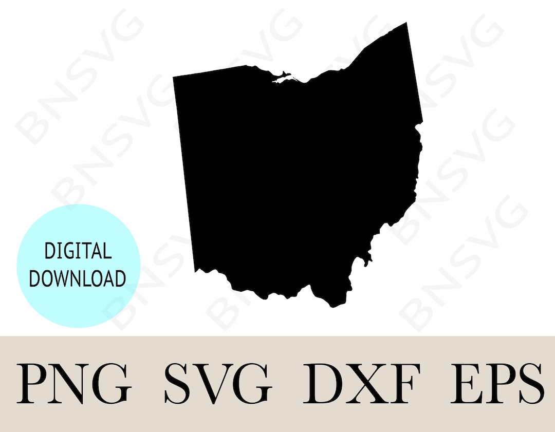 Ohio Outline State SVG, Ohio Borderline PNG, EPS, Cut Files, Layered ...