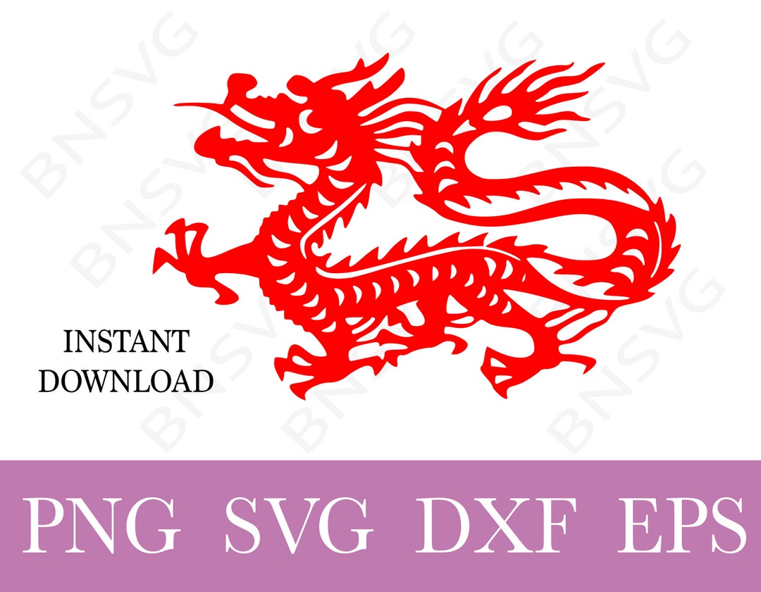 Red Chinese Dragon Design SVG, China Symbol Dragon Image PNG, EPS, Cut ...