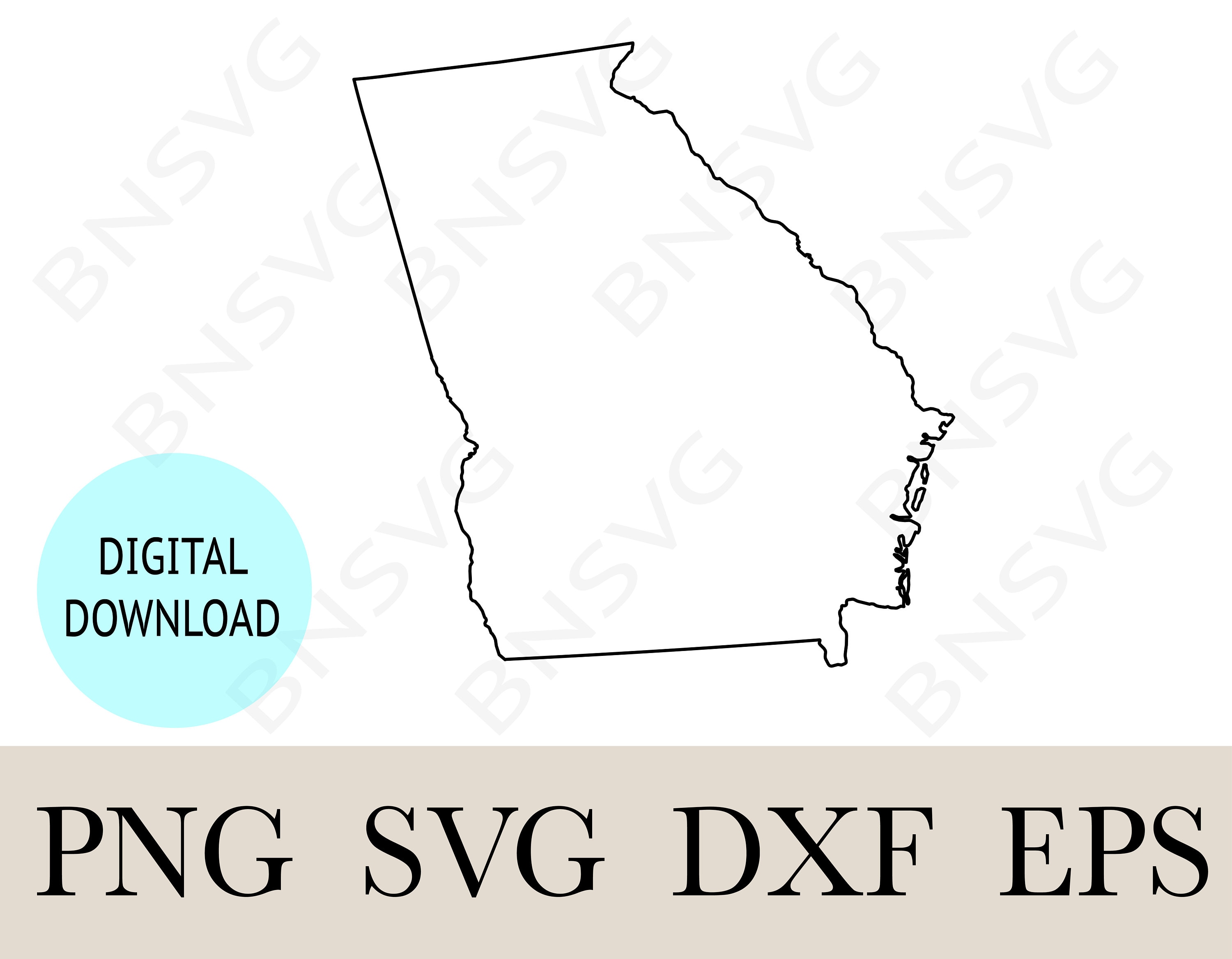 Georgia Outline State SVG, Georgia Usa Vector Borderline PNG, EPS, Cut ...