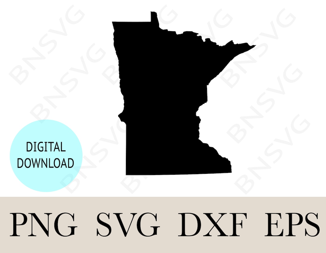Minnesota Outline State SVG, Minnesota Borderline PNG, EPS, Cut Files ...