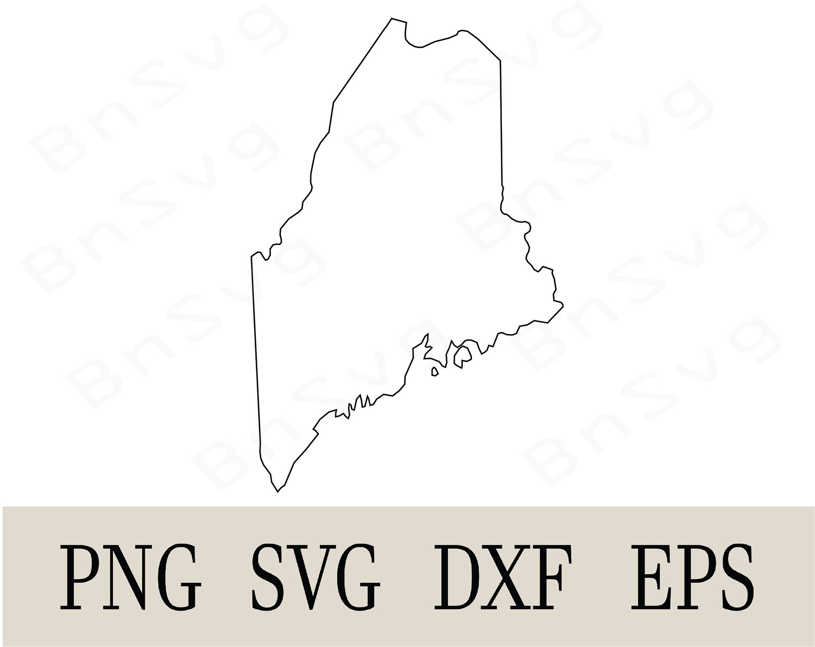 Maine State Outline SVG, Maine State PNG, EPS, Cut Files, Layered ...