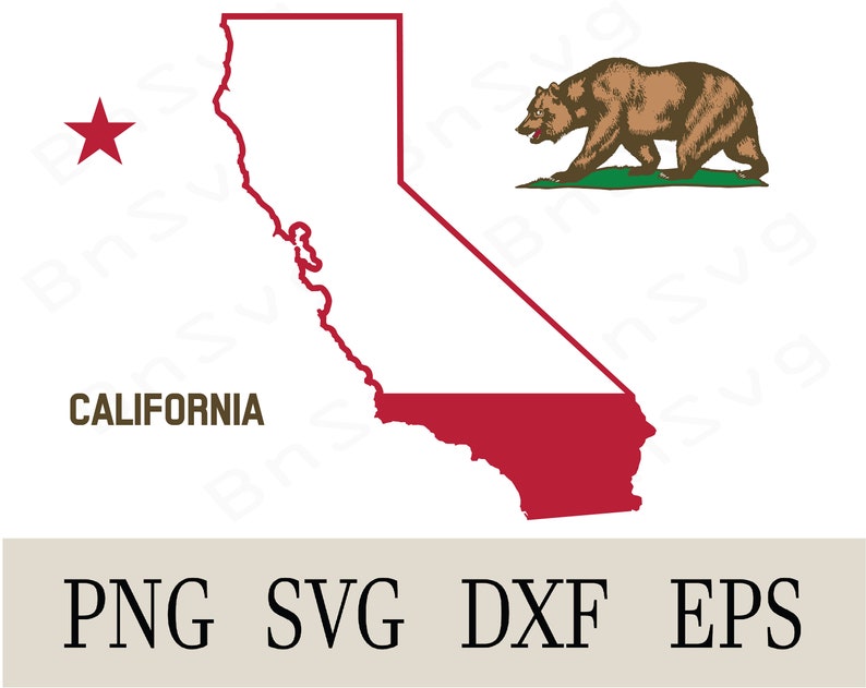 Vector Image of California Flag and Outline Map of the State ...