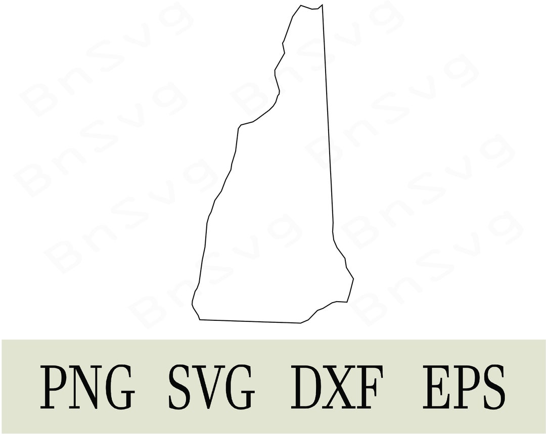 New Hampshire Outline State SVG, New Hampshire Outline PNG, EPS, Cut ...