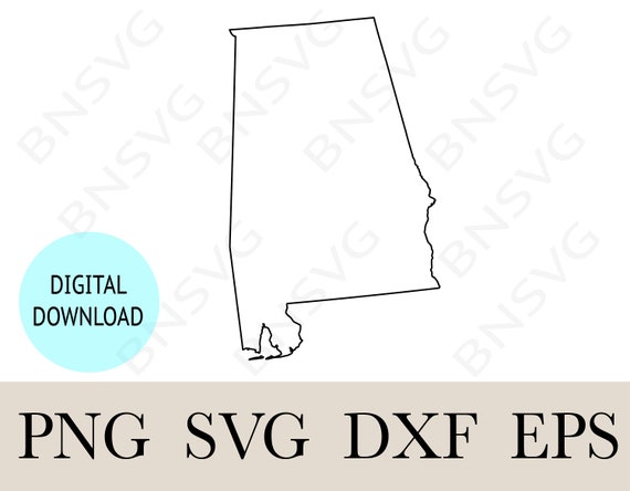Alabama Outline State SVG Alabama Borderline PNG EPS Cut - Etsy