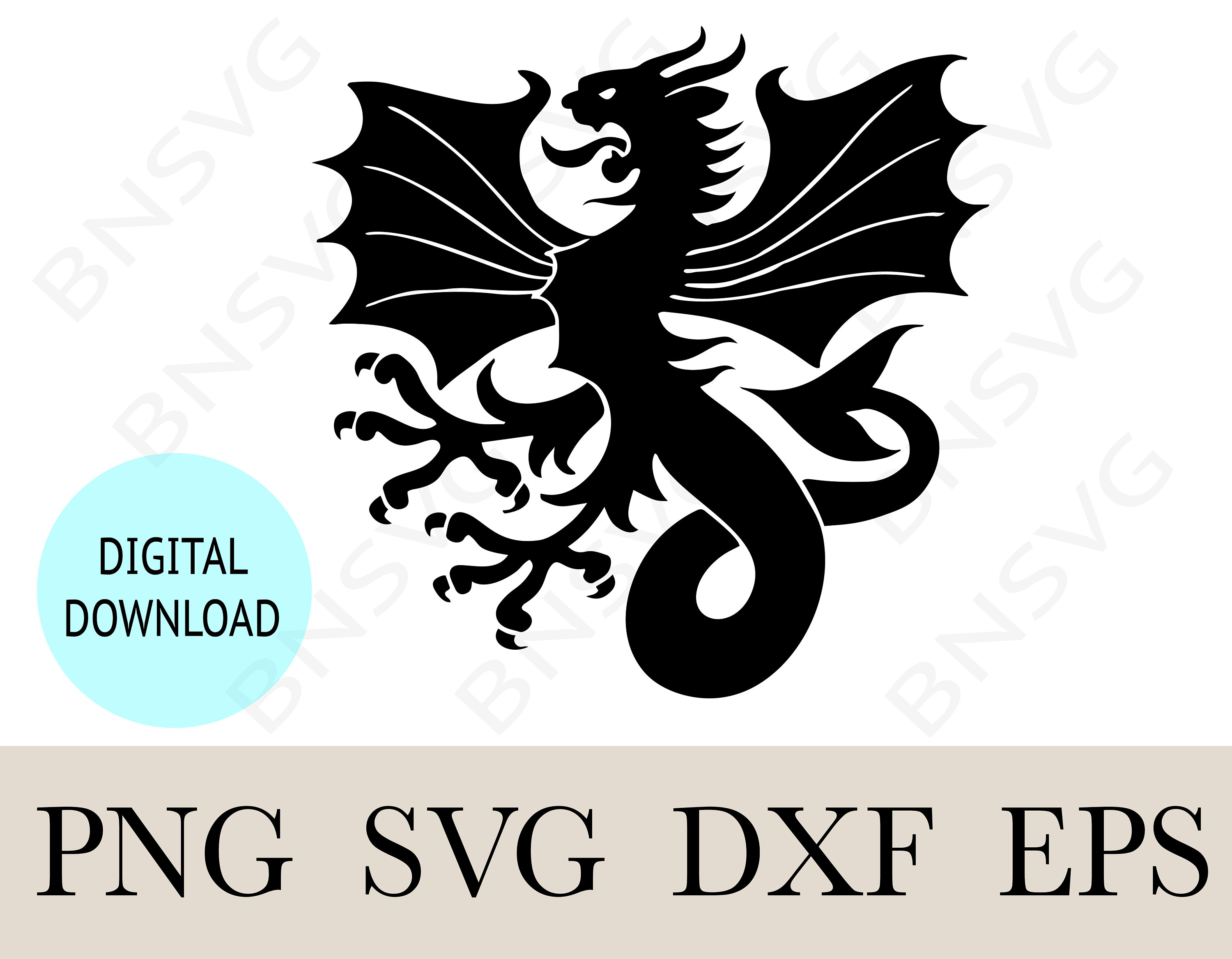 Medieval Heraldic Wyvern Dragon Beast Vector, Medieval Dragon EPS ...