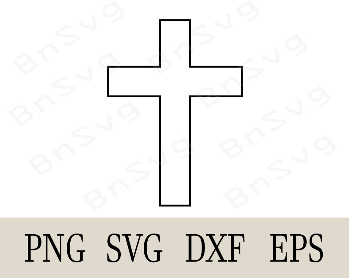 Christian Cross Outline Image Vector, Christian Cross Outline Png, EPS ...