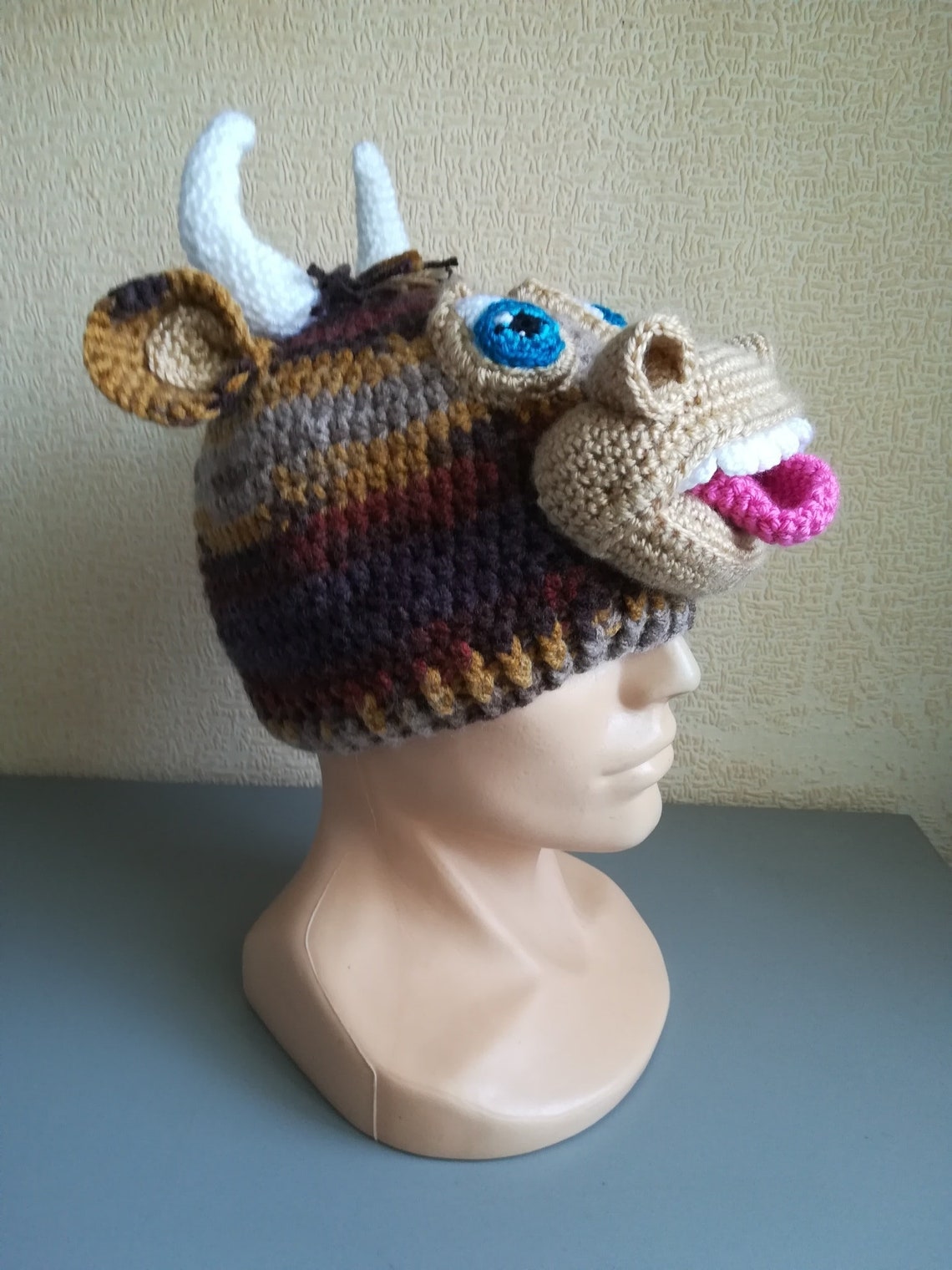 Bull Hat Crochet Hat Funny Cow Hat for Everyone - Etsy