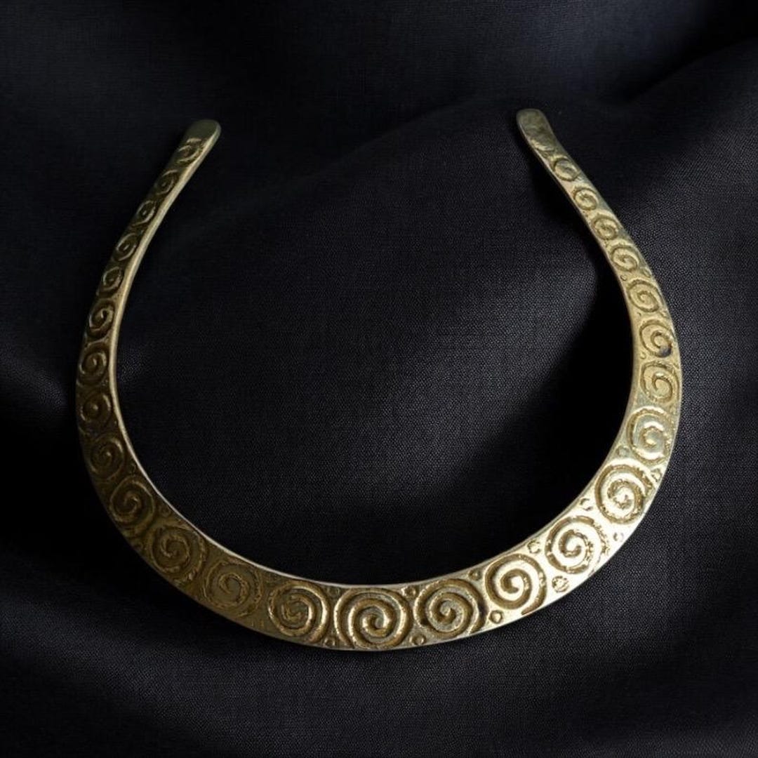Celtic Spiral Brass Torque Necklace – Handcrafted Viking Choker ...