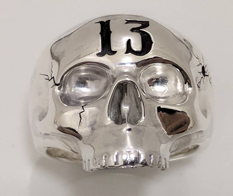 13 Skull Ring. Gothic Ring. Jewellery. 925 Sterling Silver Thirteen ...