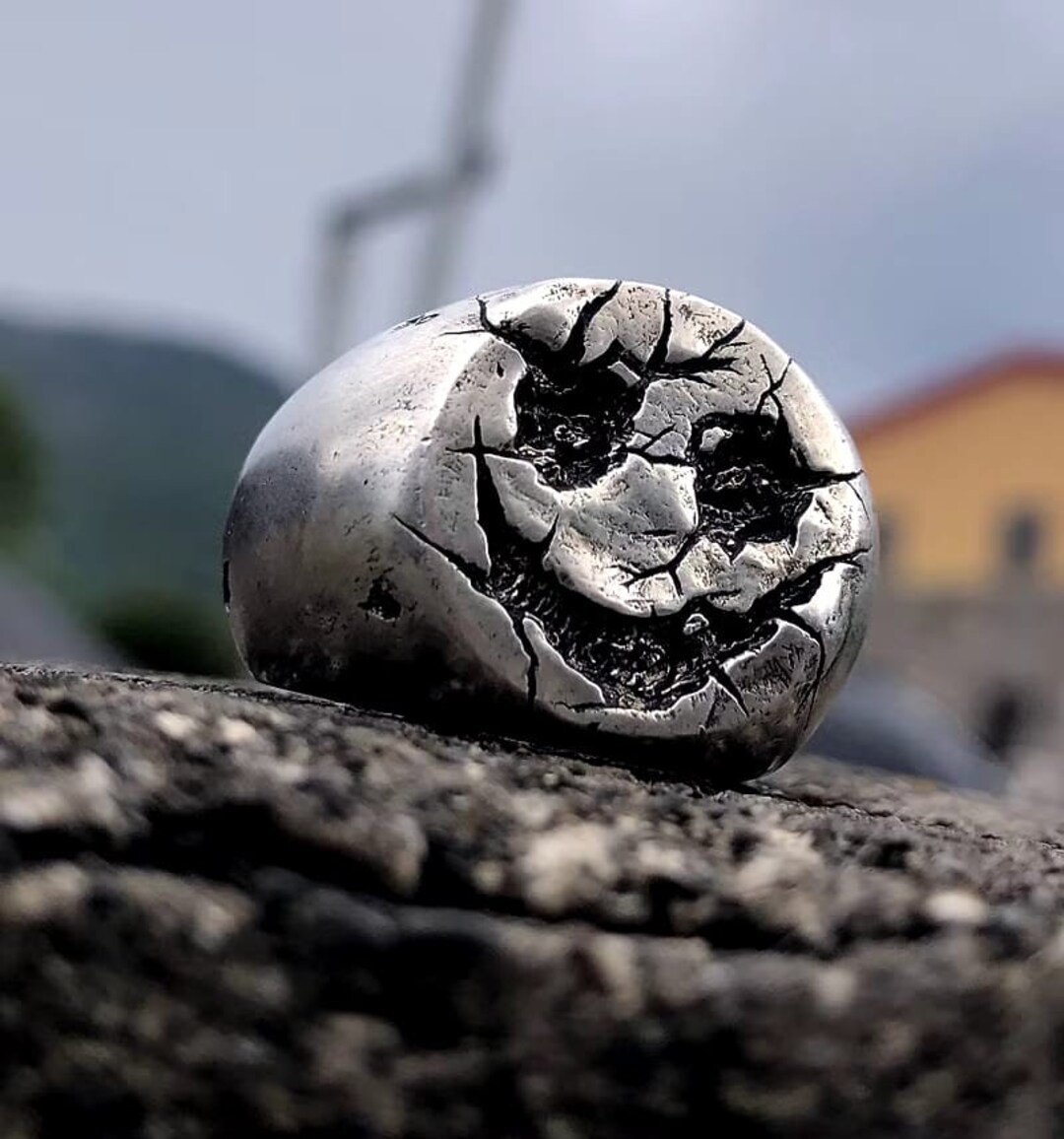 Broken Smile Ring, Smiley Face Ring, 925 Silver Broken Smile Face Ring ...