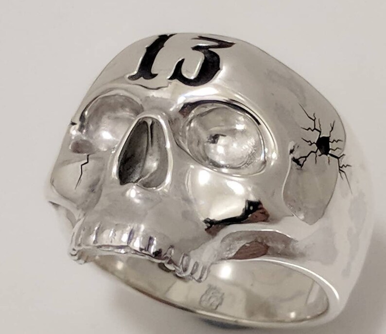 13 Skull Ring. Gothic Ring. Jewellery. 925 Sterling Silver Thirteen ...