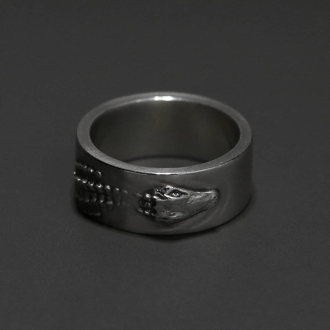 Floating Crocodile Sterling Silver Ring ,reptile Animal Jewelry, Unique ...