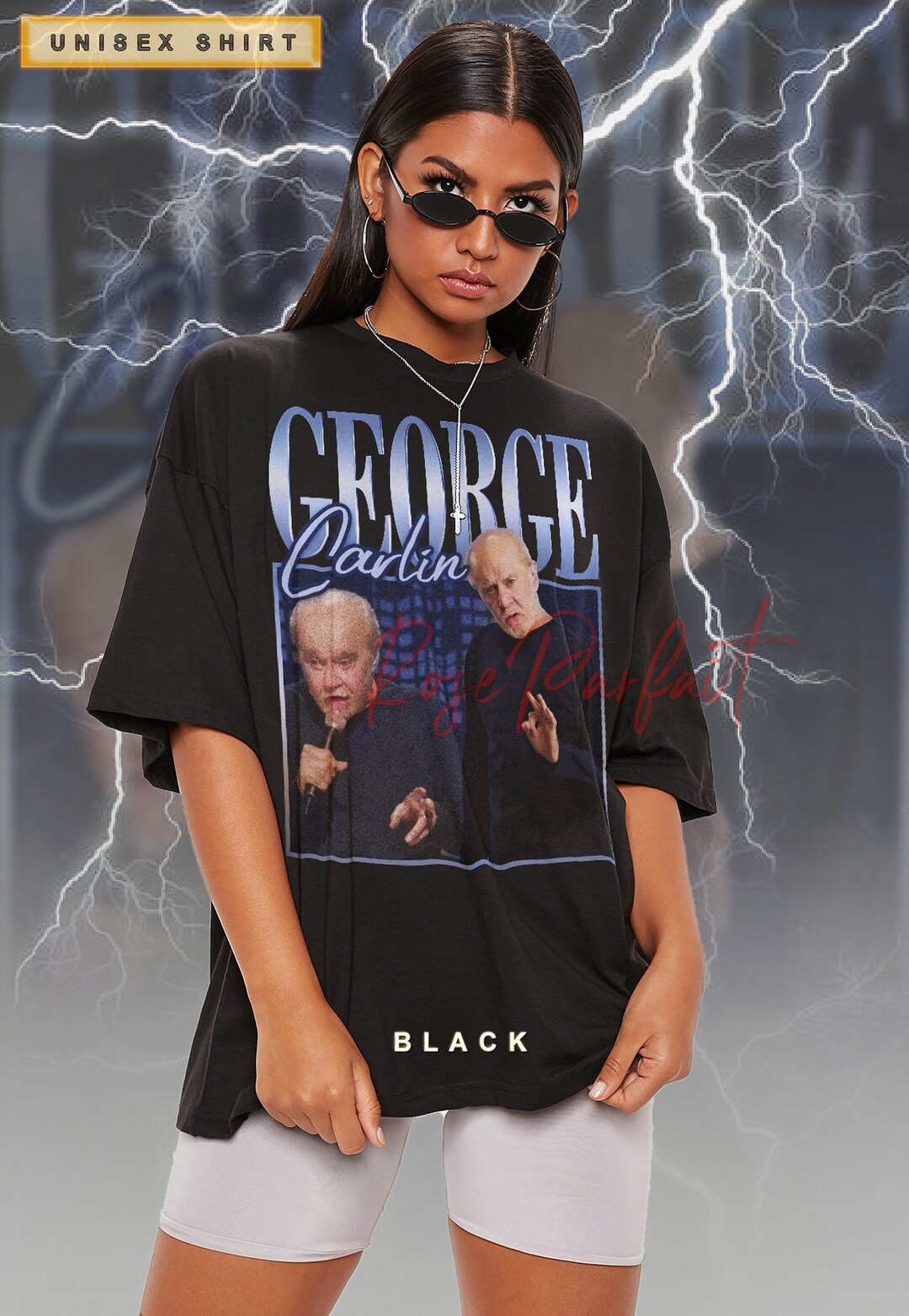 GEORGE CARLIN Retro T-shirt - George Carlin Tee, George Carlin Long ...