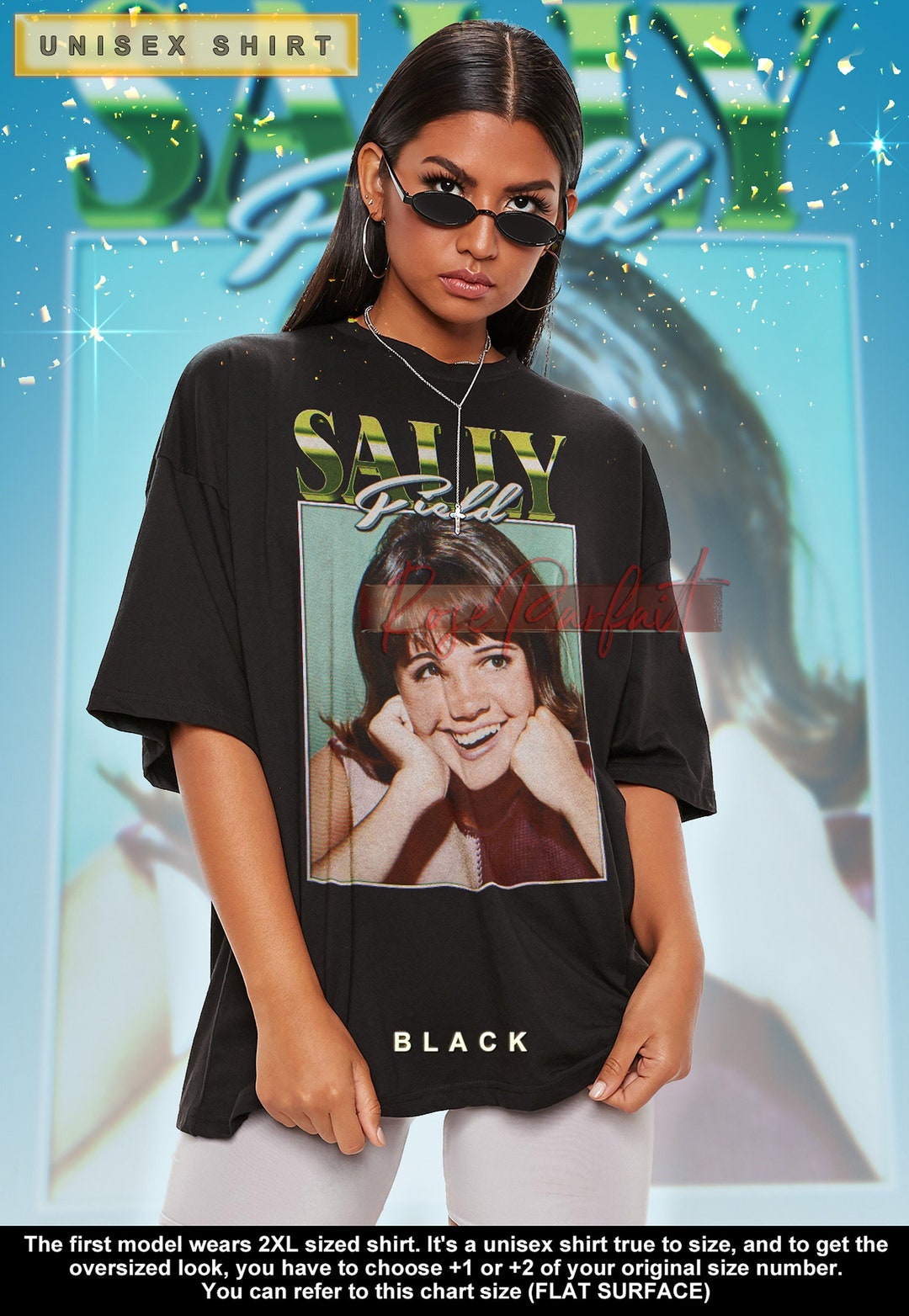 SALLY FIELD Retro T-shirt - Sally Field Bootleg Tees, Sally Field Long ...