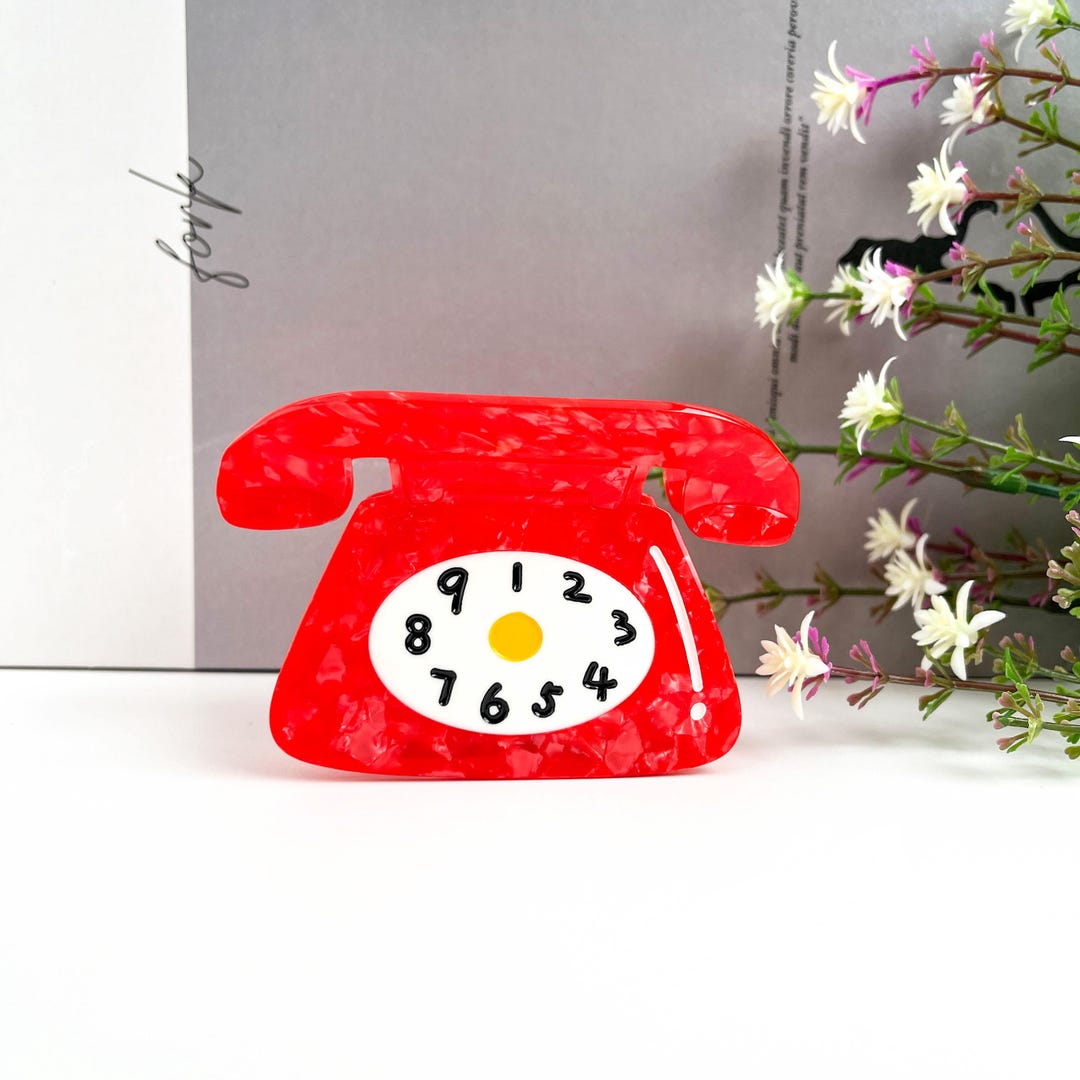 Cartoon Red Telephone Hair Claw Clip,custom Unique Logo/text on Box ...