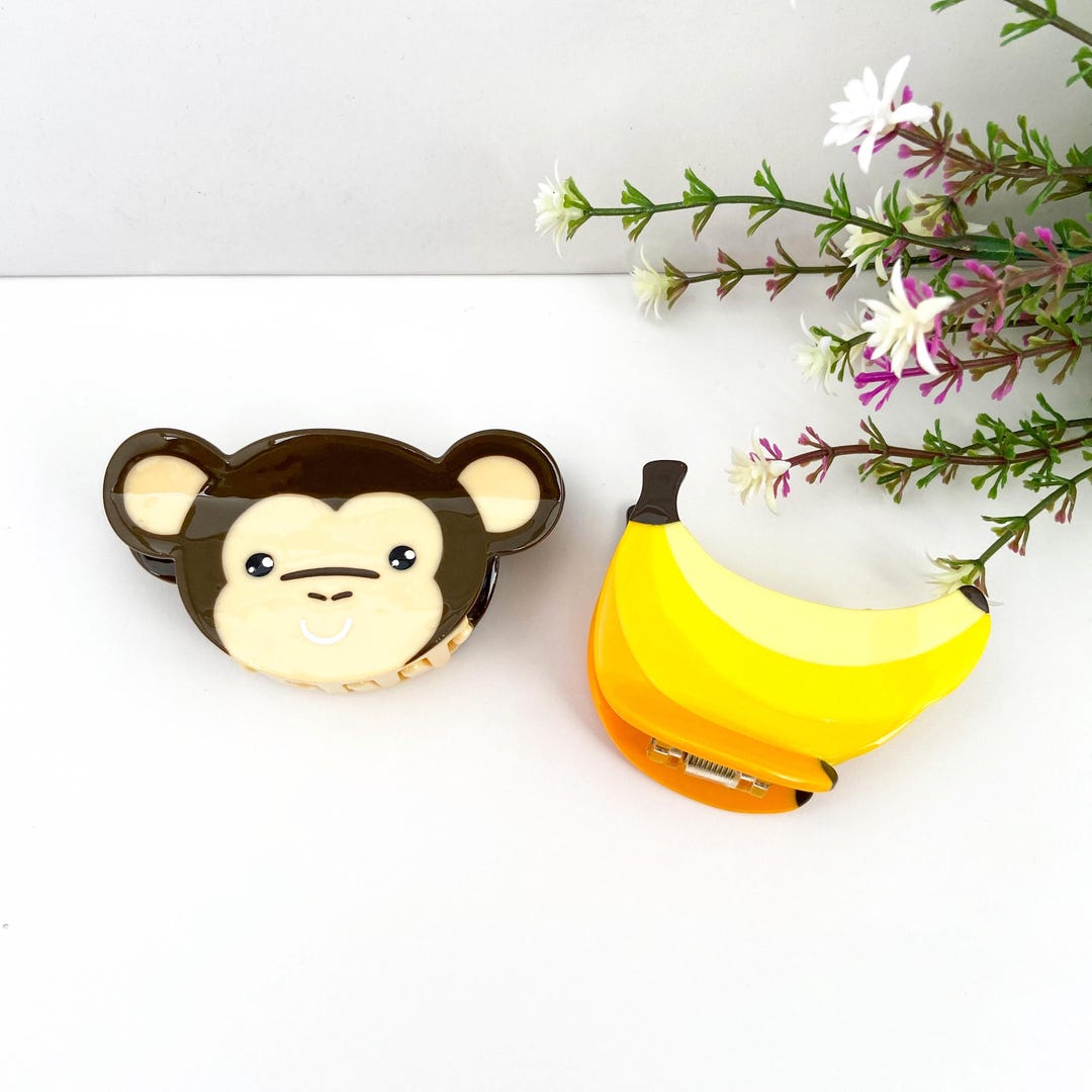 Cartoon Monkey Banana Acetate Hair Claw Clip - Etsy