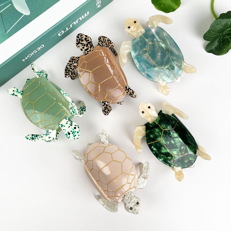 Mother and Child Turtle Hair Claw Clip 2pcs Set: Acetate Marine Animal ...