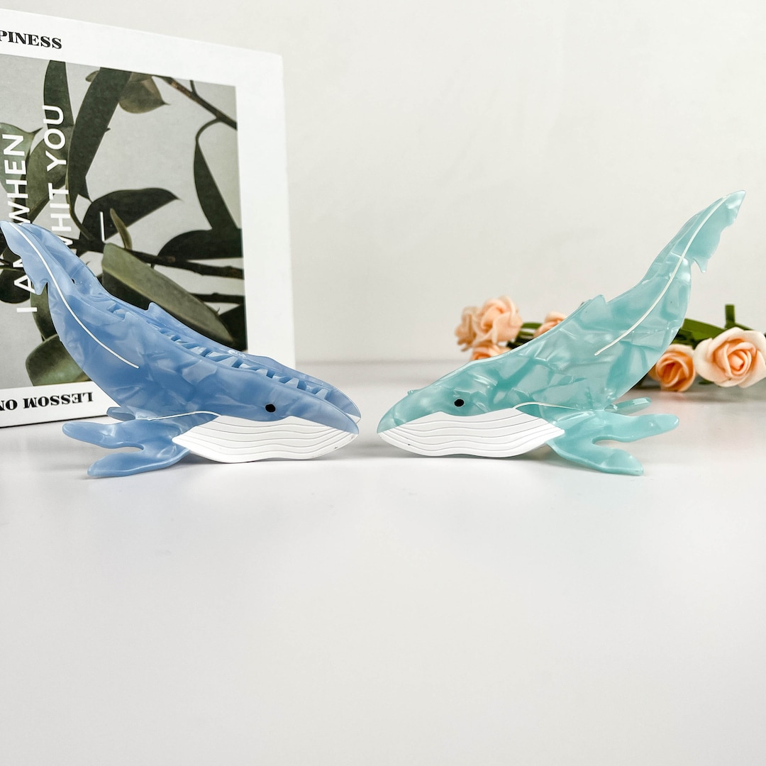 Blue/green Whale Acetate Hair Clip: Ocean Animal Claw Clip - Etsy