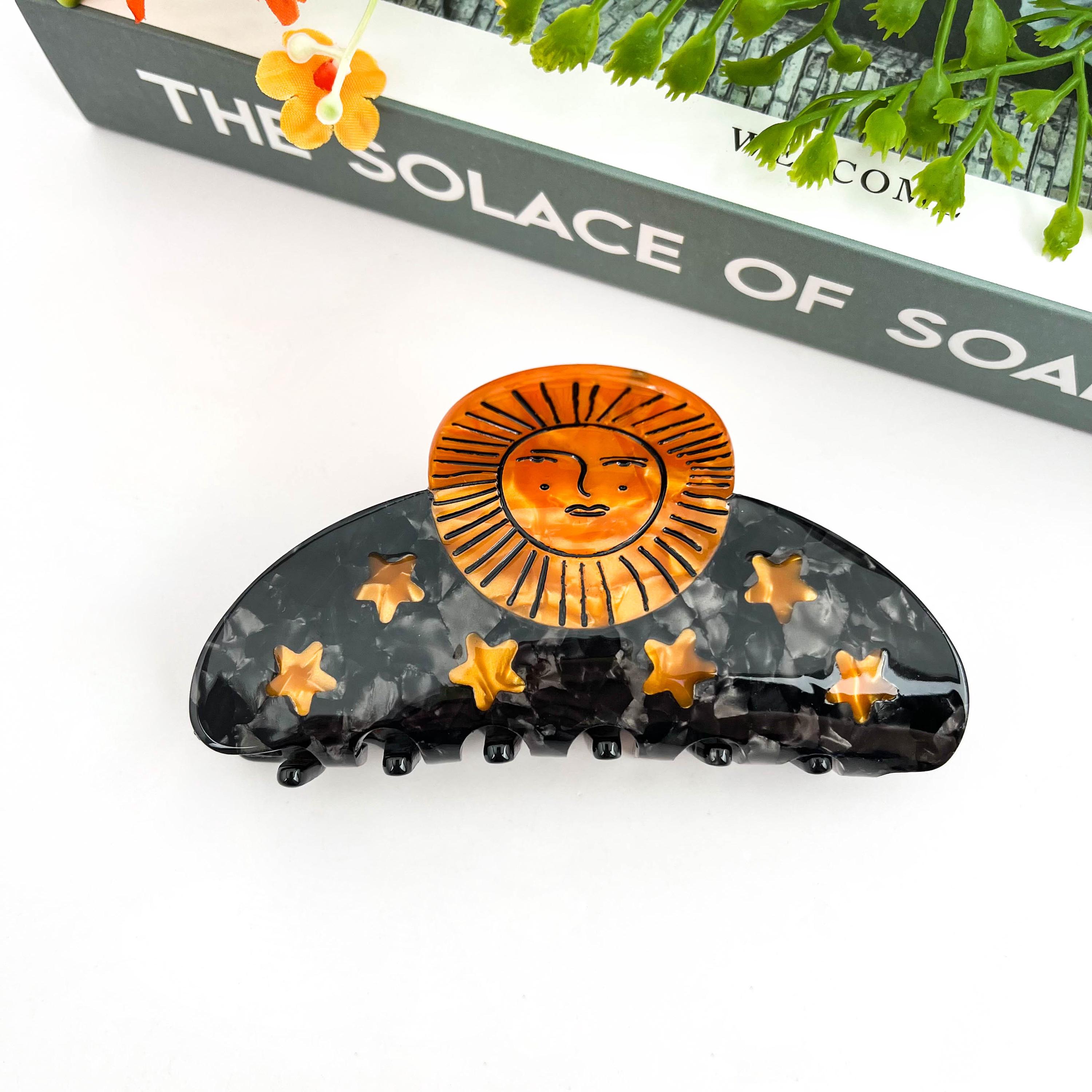 Sun and Moon Hair Claw Clip – Celestial Acetate Hair Accessory - Etsy