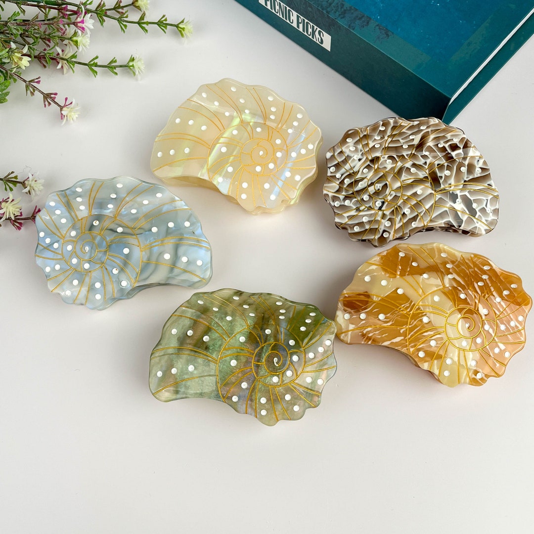 Conch Shell Hair Claw Clip,custom Unique Logo/text on Box,acetate ...