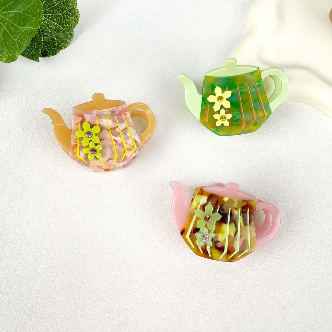 Teapot Hair Claw Cilps, Custom Unique Logo/text on Box,acetate Colorful ...