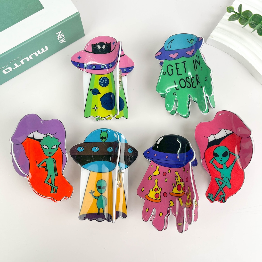 Cute UFO Alien Hair Claw Clip,custom Unique Logo/text on Box,spaceship ...