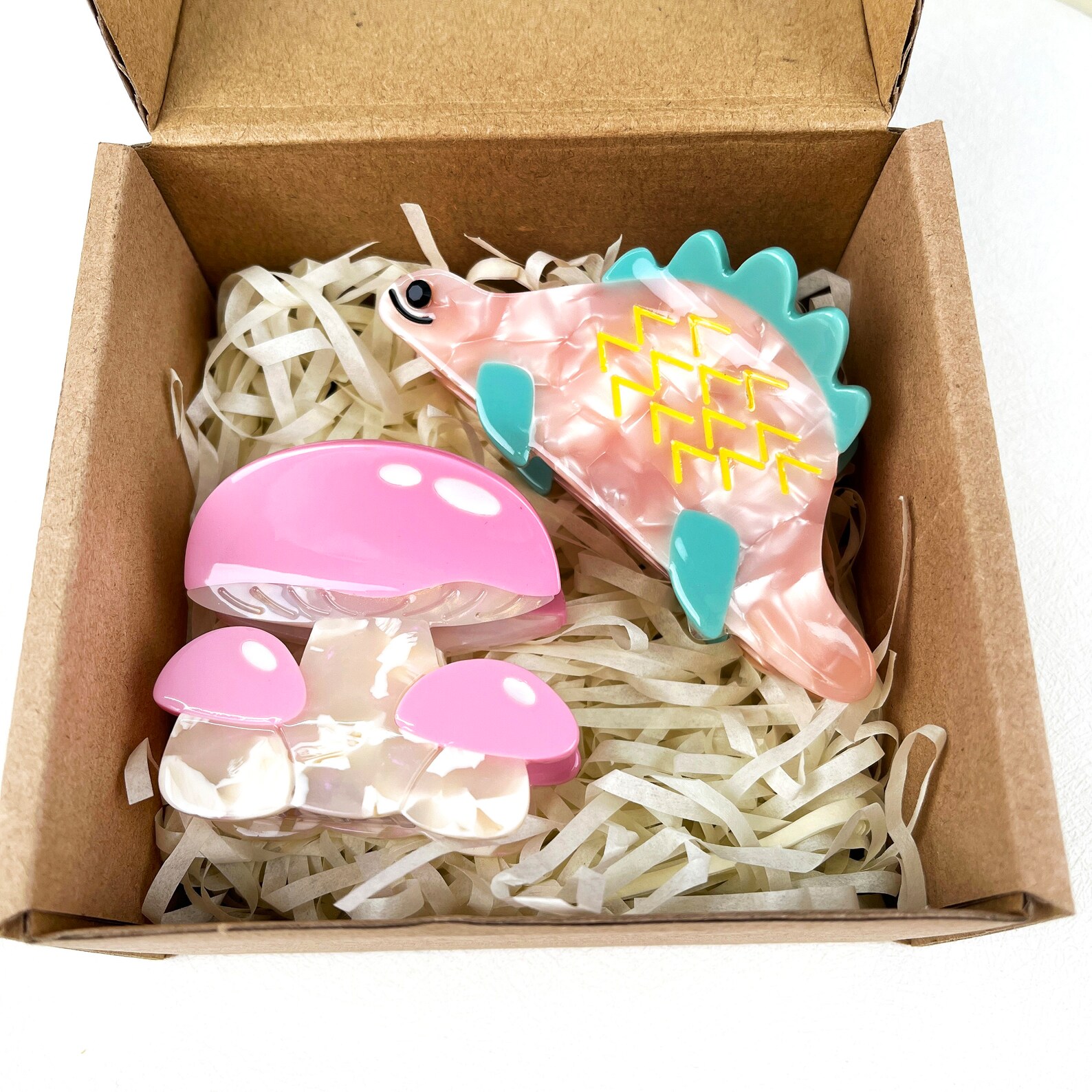 Cartoon Mushroom Dinosaur Hair Claw Clips: Acetate Hair Accessories - Etsy